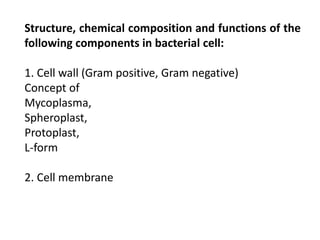 Bacterial cytology cell wall and cell membrane | PPTX