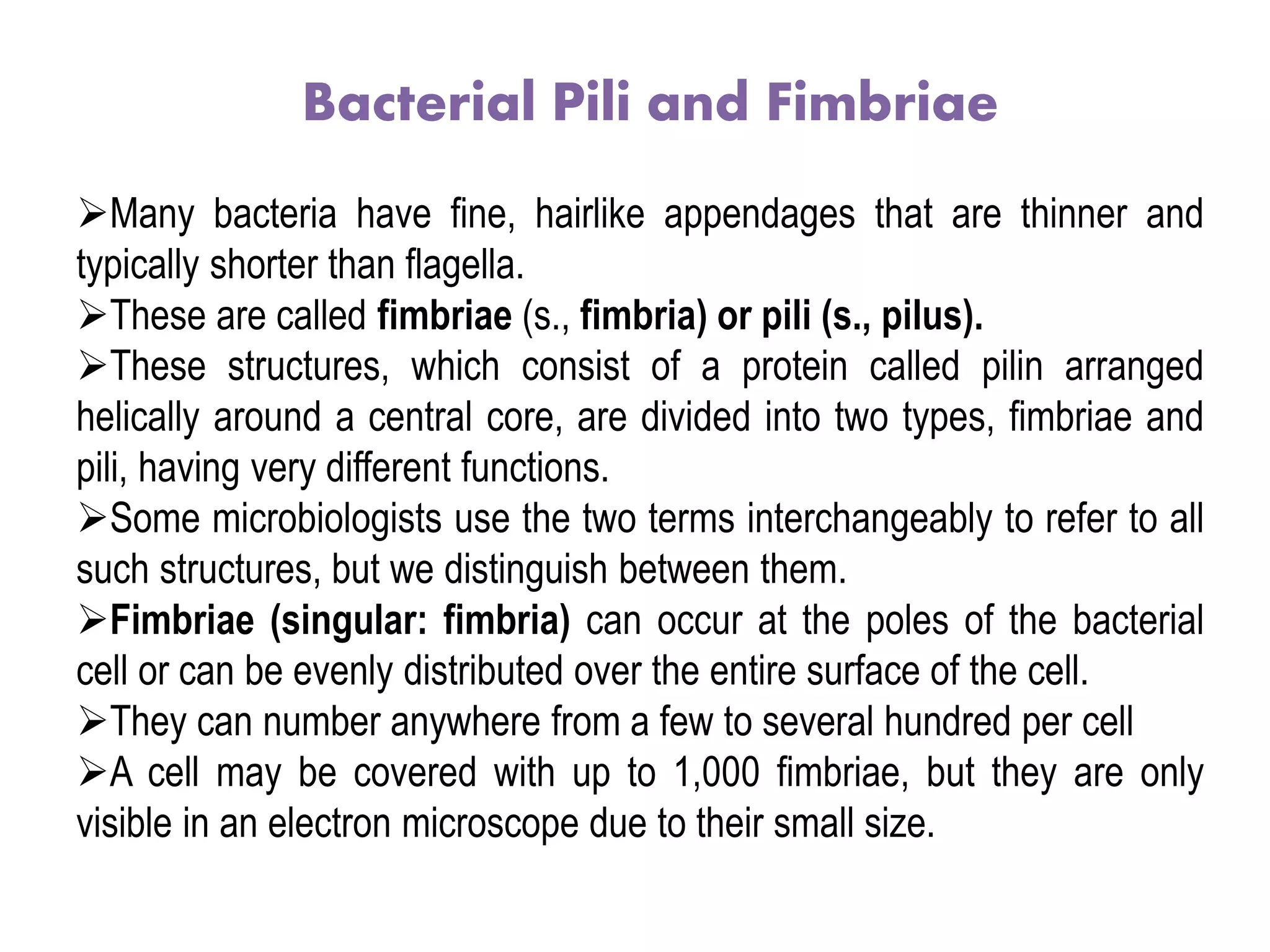 Bacterial cytology flagella, fimbriae and pilli | PPTX
