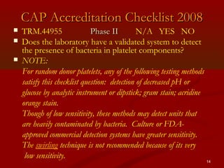 Bacterial detection of platelets | PPT