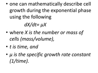 Bacterial growth curve monods equation | PPTX