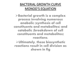 Bacterial growth curve monods equation | PPTX