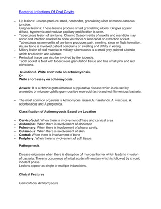 Bacterial Infections of the Oral Mucosa | PDF | Dental Health ...