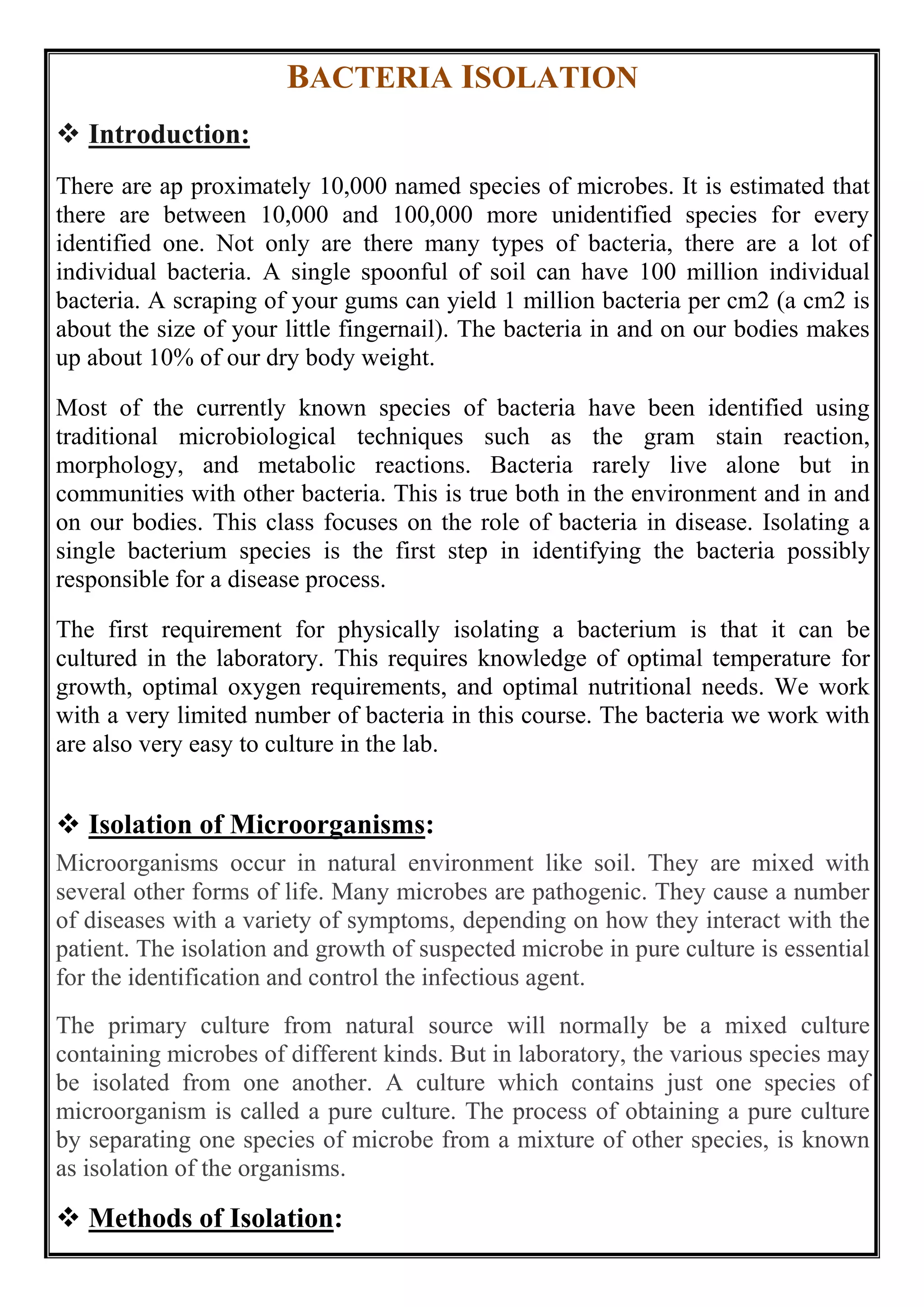 Bacterial isolation | PDF