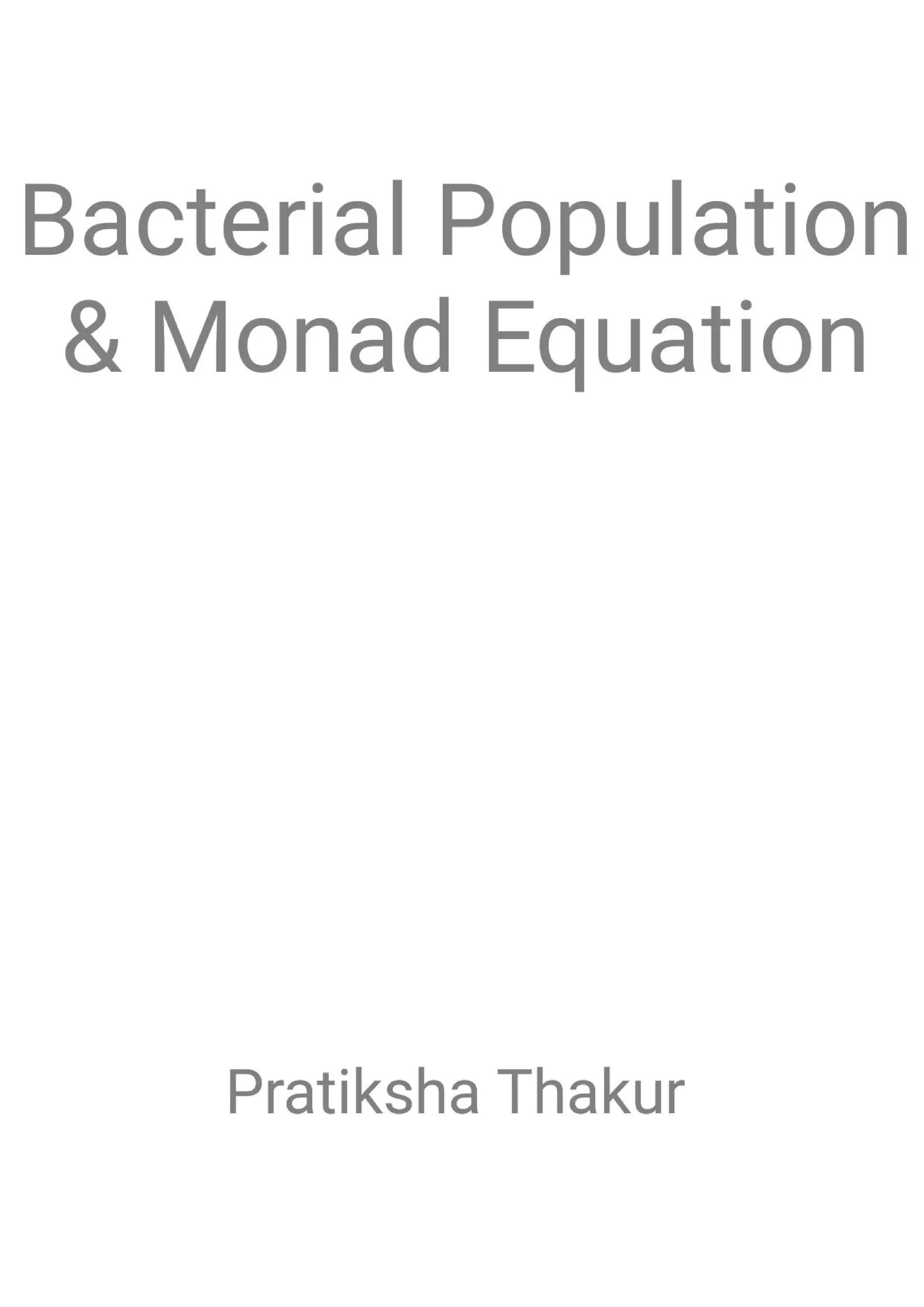 Bacterial Population and Monad Equation | PDF