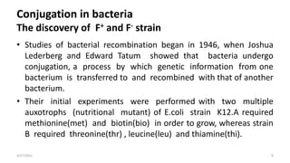 Bacterial recombination and mapping in e.coli