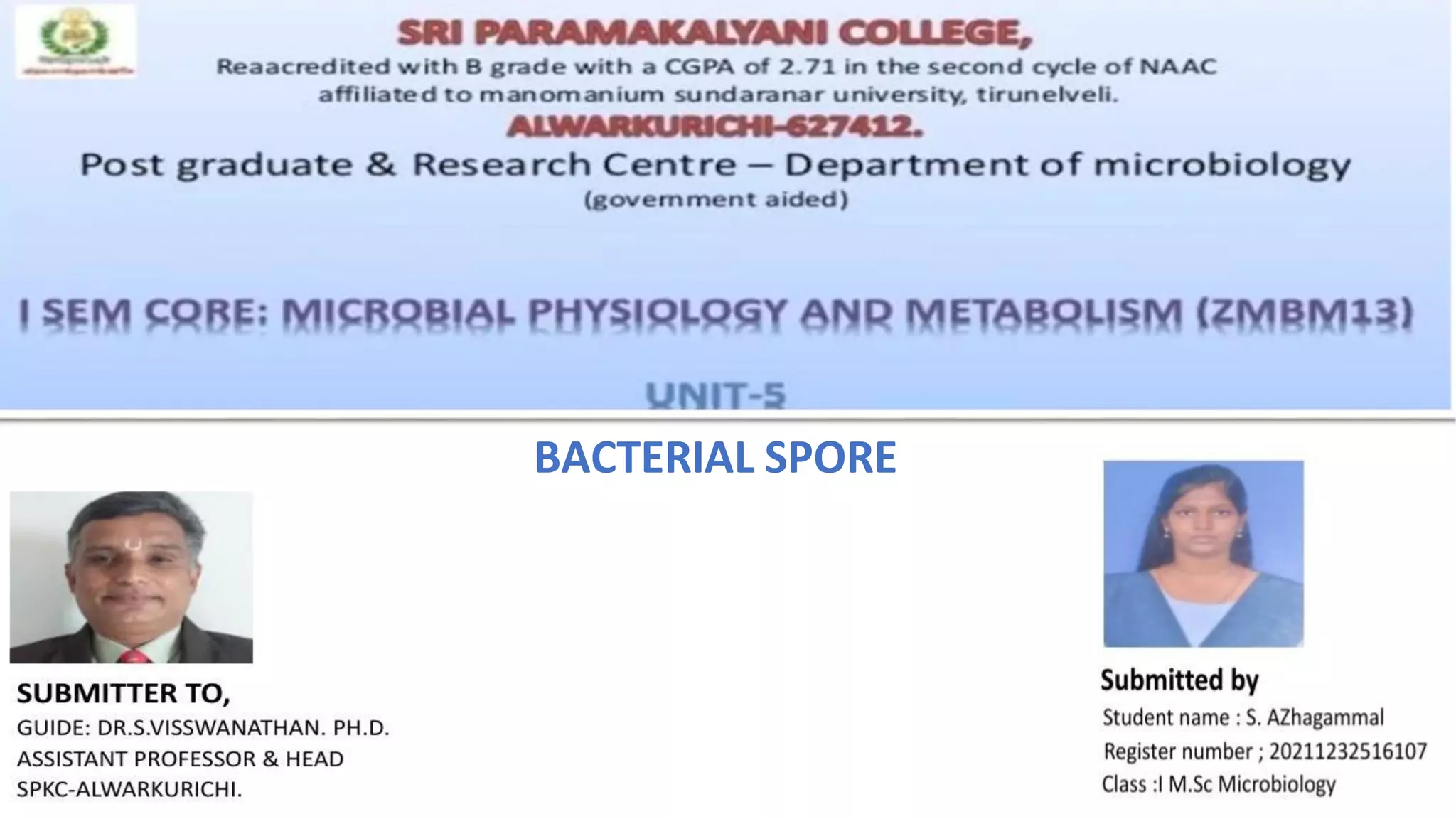 Bacterial Spore Physiology Pdf