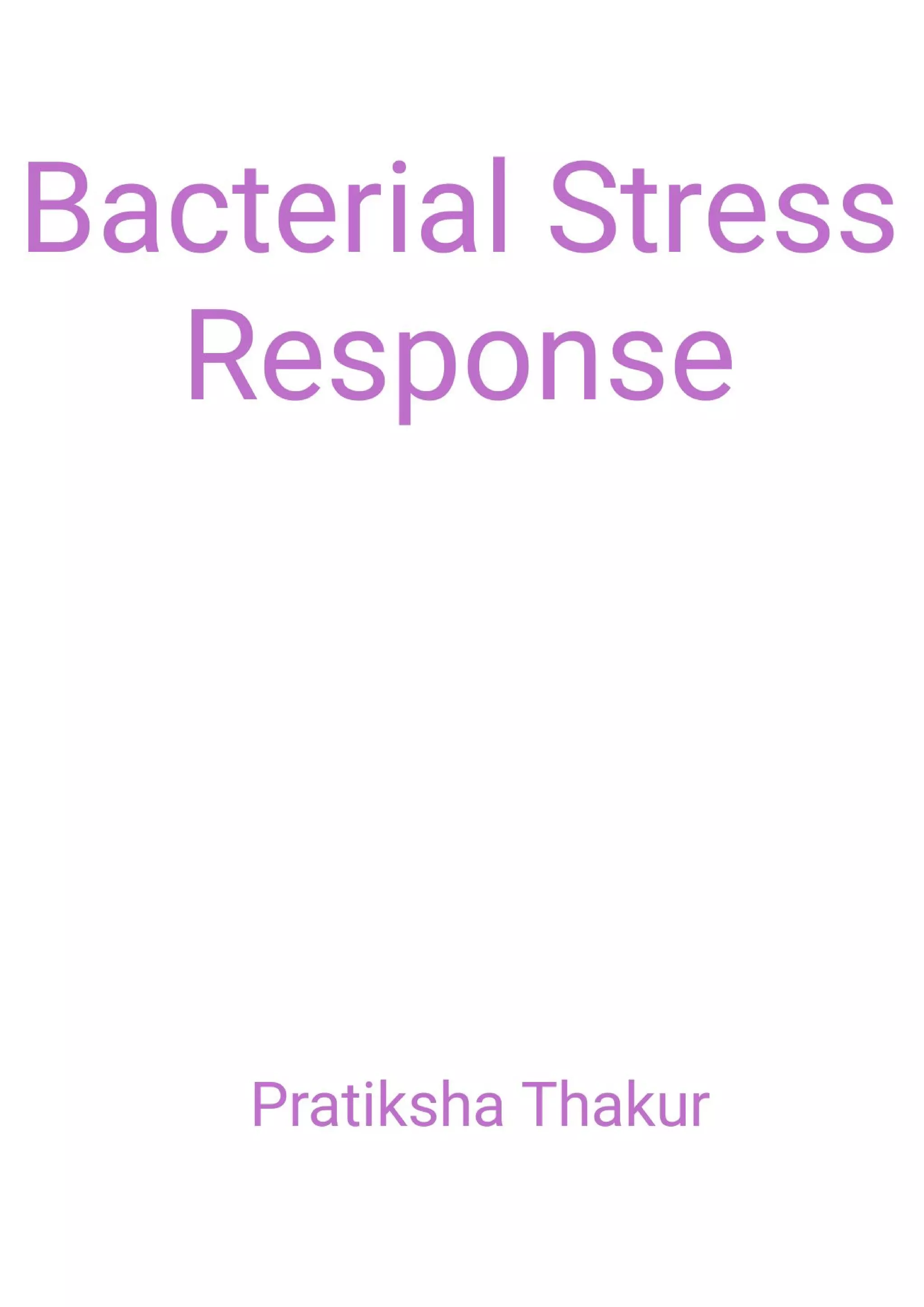 Bacterial Stress Response | PDF