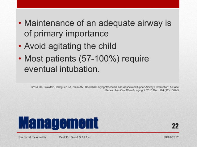 Bacterial tracheitis | PPTX | Ear, Nose and Throat Conditions ...