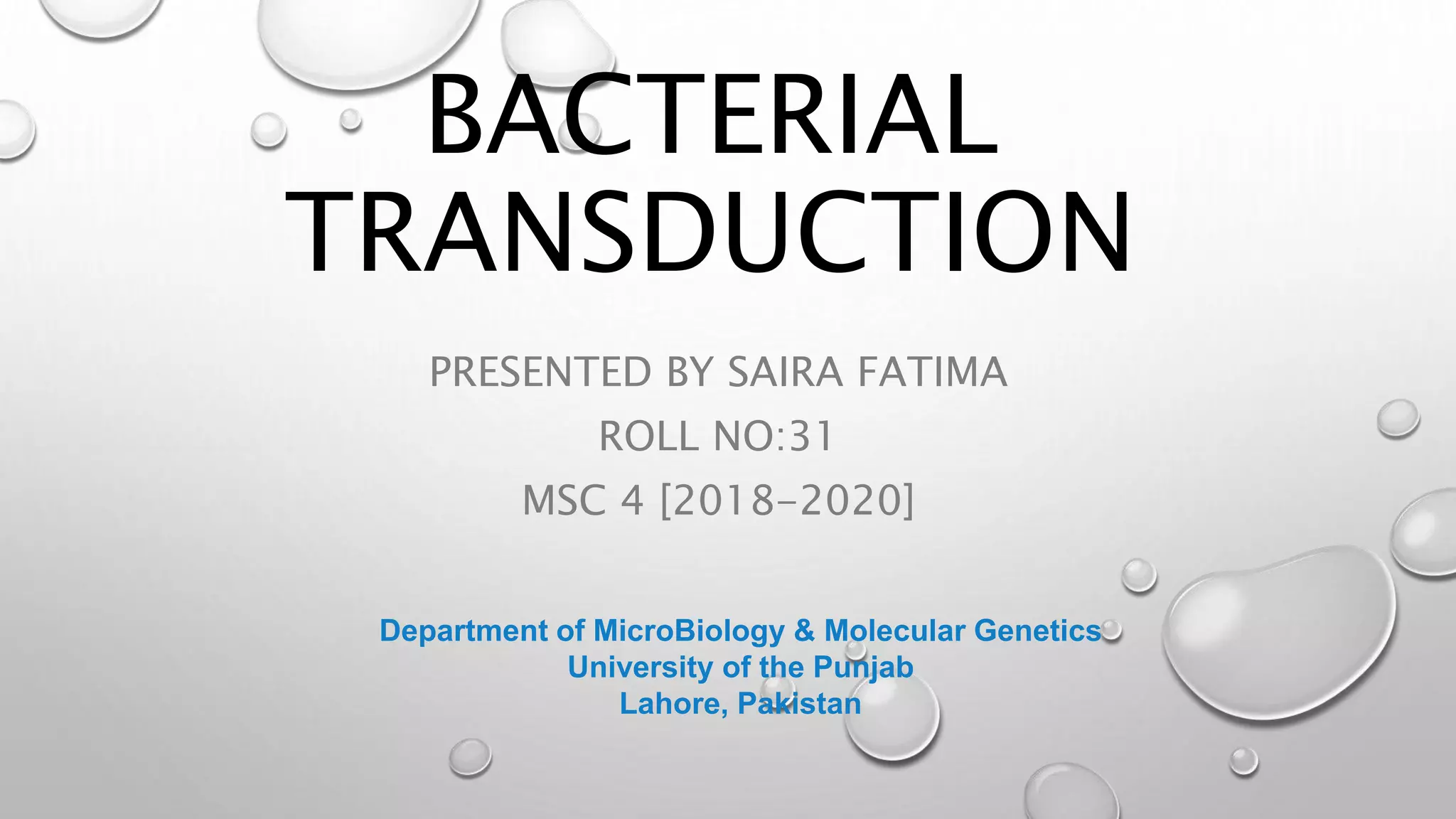 Bacterial transduction | PPTX