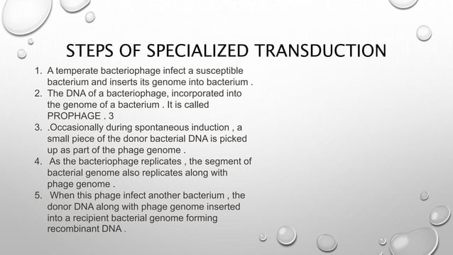 Bacterial transduction | PPTX | Biological Sciences | Science