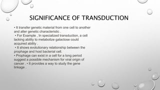 Bacterial transduction | PPTX