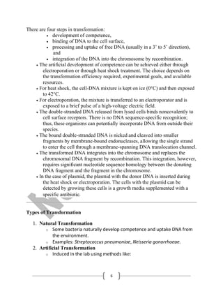 Bacterial Transformation for SEM-3 Botany & Biotechnology Students | PDF
