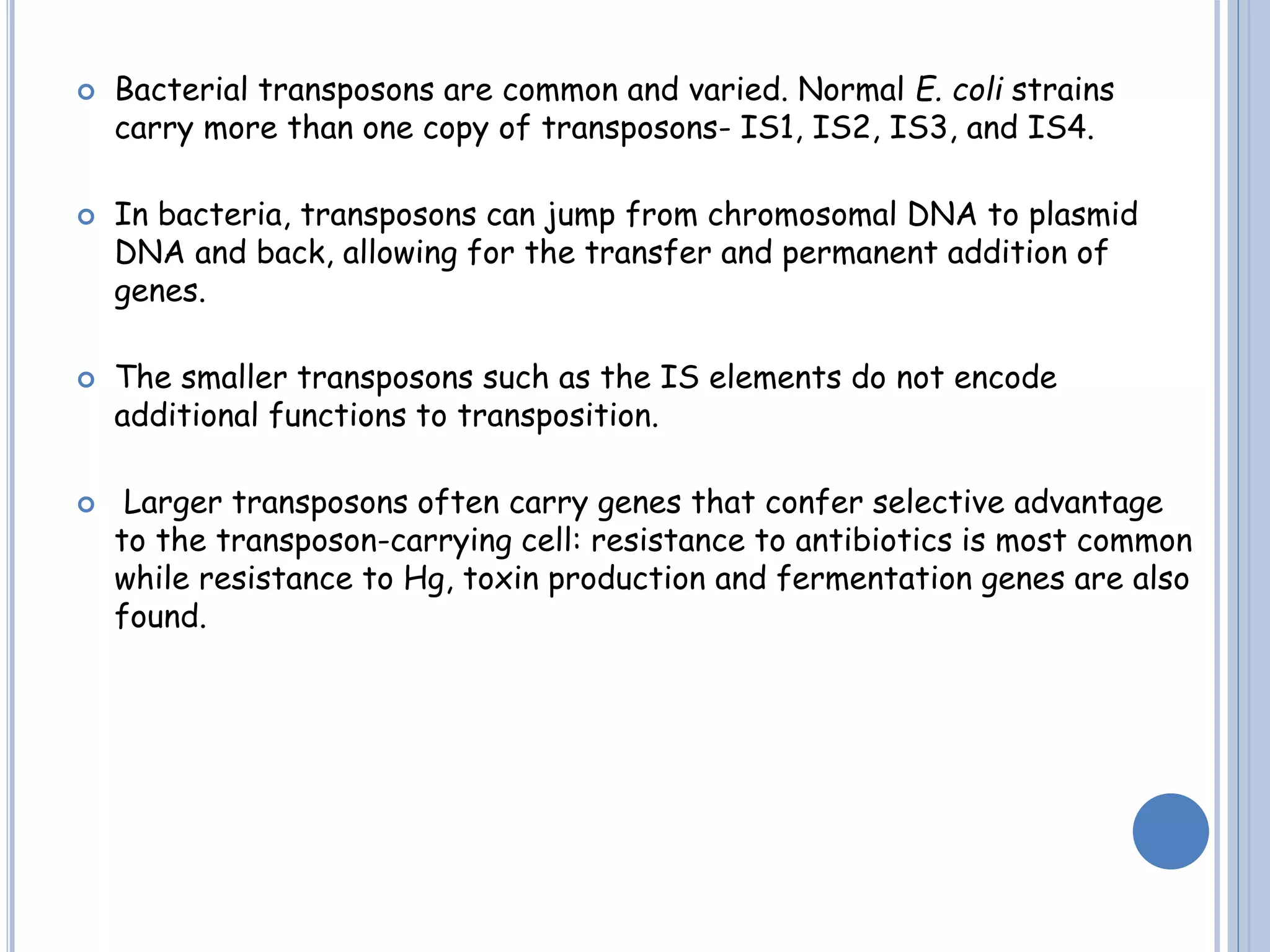 Bacterial transposable elements | PPTX