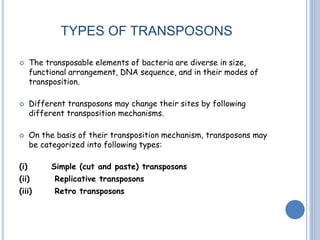 Bacterial transposable elements | PPTX