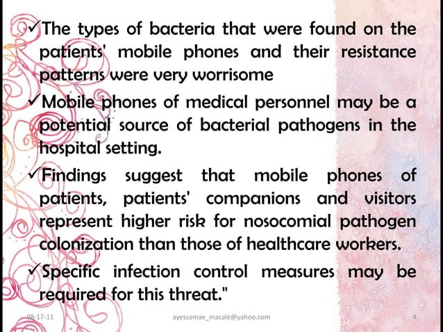 Bacteria on cell phones | PPTX | Infectious Diseases | Diseases and ...