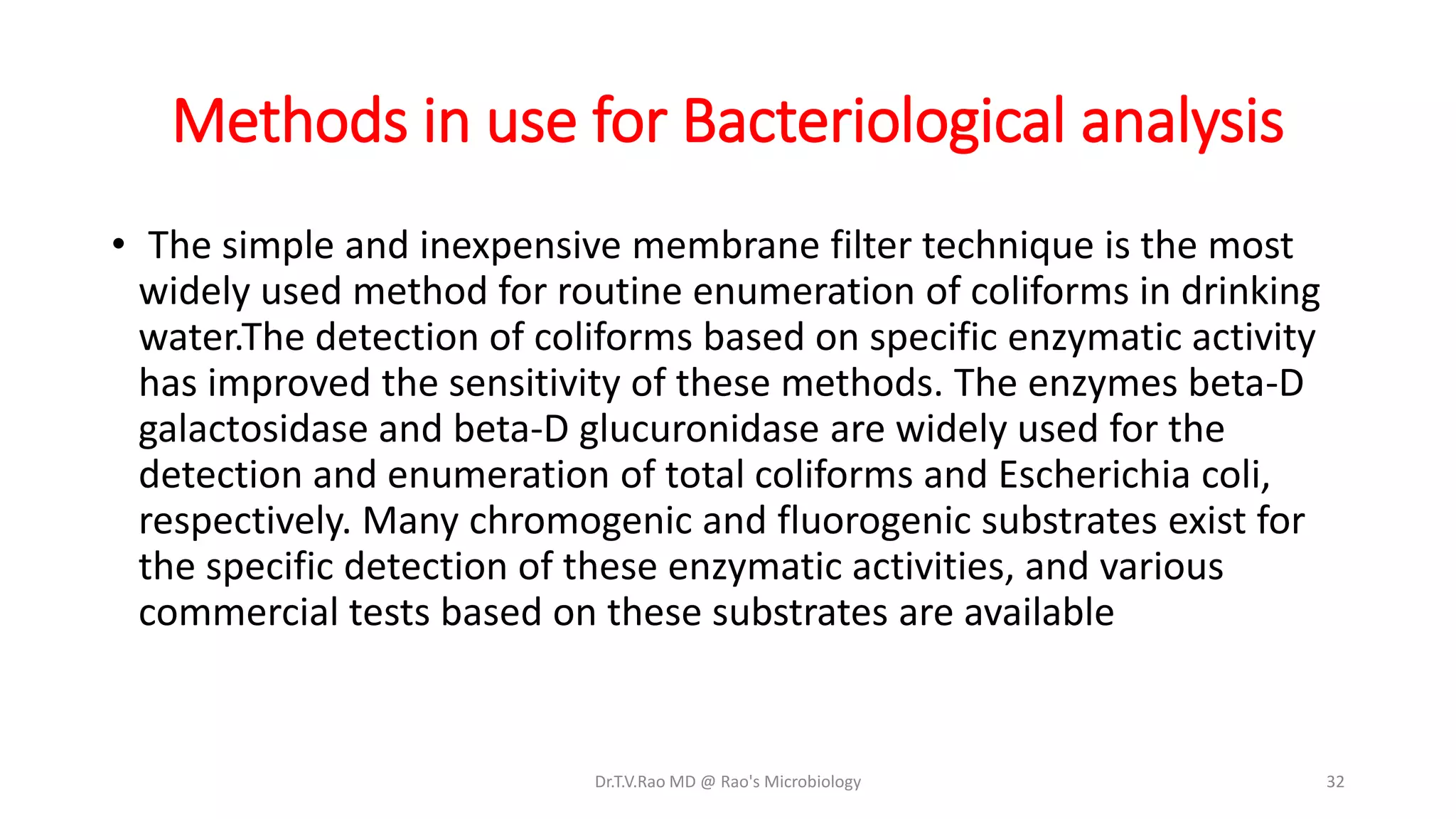 BACTERIOLOGY OF WATER AND ANALYSIS - BASICS | PPTX
