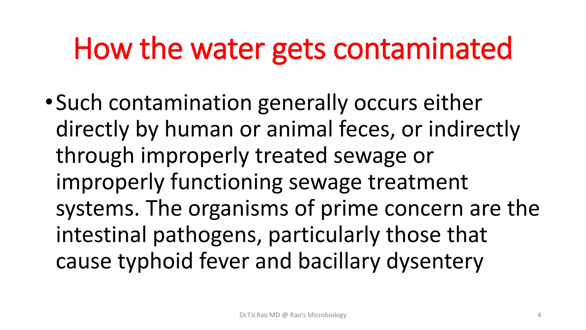 BACTERIOLOGY OF WATER AND ANALYSIS - BASICS | PPTX