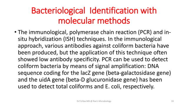BACTERIOLOGY OF WATER AND ANALYSIS - BASICS | PPTX