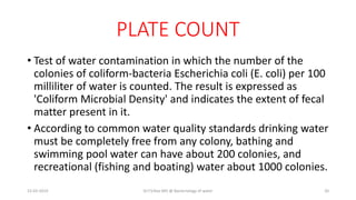 BACTERIOLOGY OF WATER basics by Dr.T.V.Rao MD | PPTX