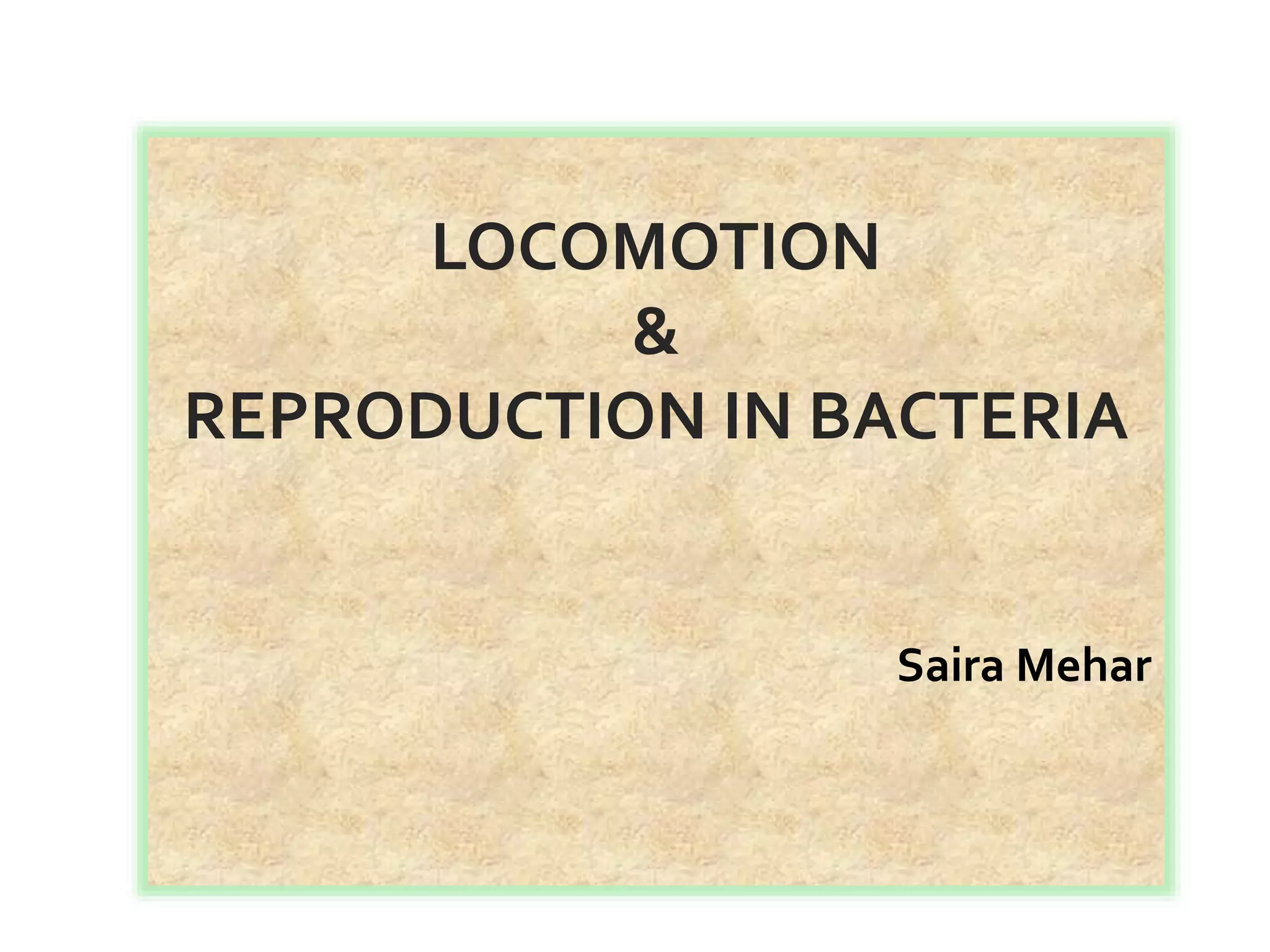 locomotion and reproduction in bacteria by Saira Mehar | PPTX