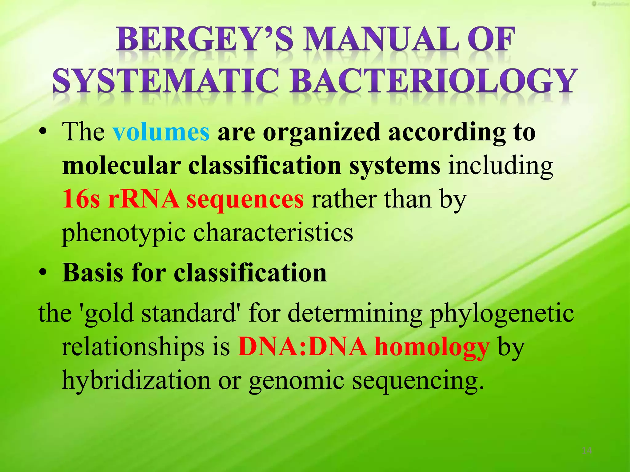 Taxonomy of Bacteria, Bergey's Manual of Systematic Bacteriology and ...