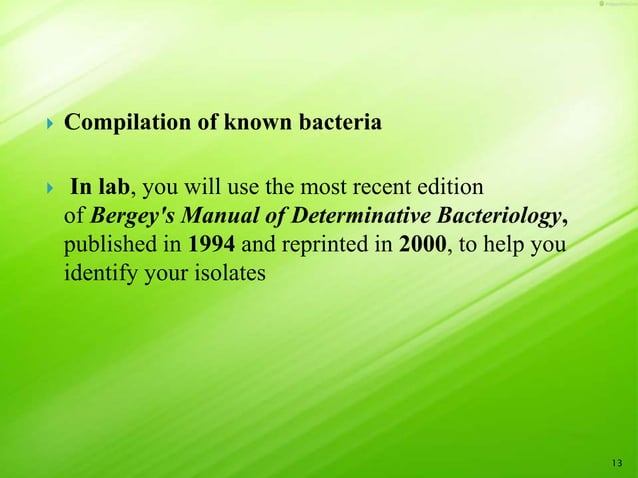 Taxonomy of Bacteria, Bergey's Manual of Systematic Bacteriology and ...