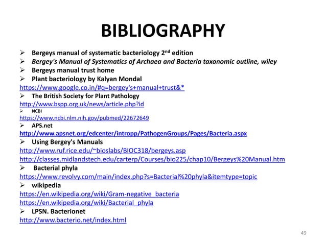 Taxonomy of Bacteria, Bergey's Manual of Systematic Bacteriology and ...