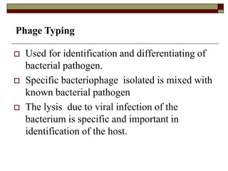 Bacteriophage, phage typing and application | PPTX