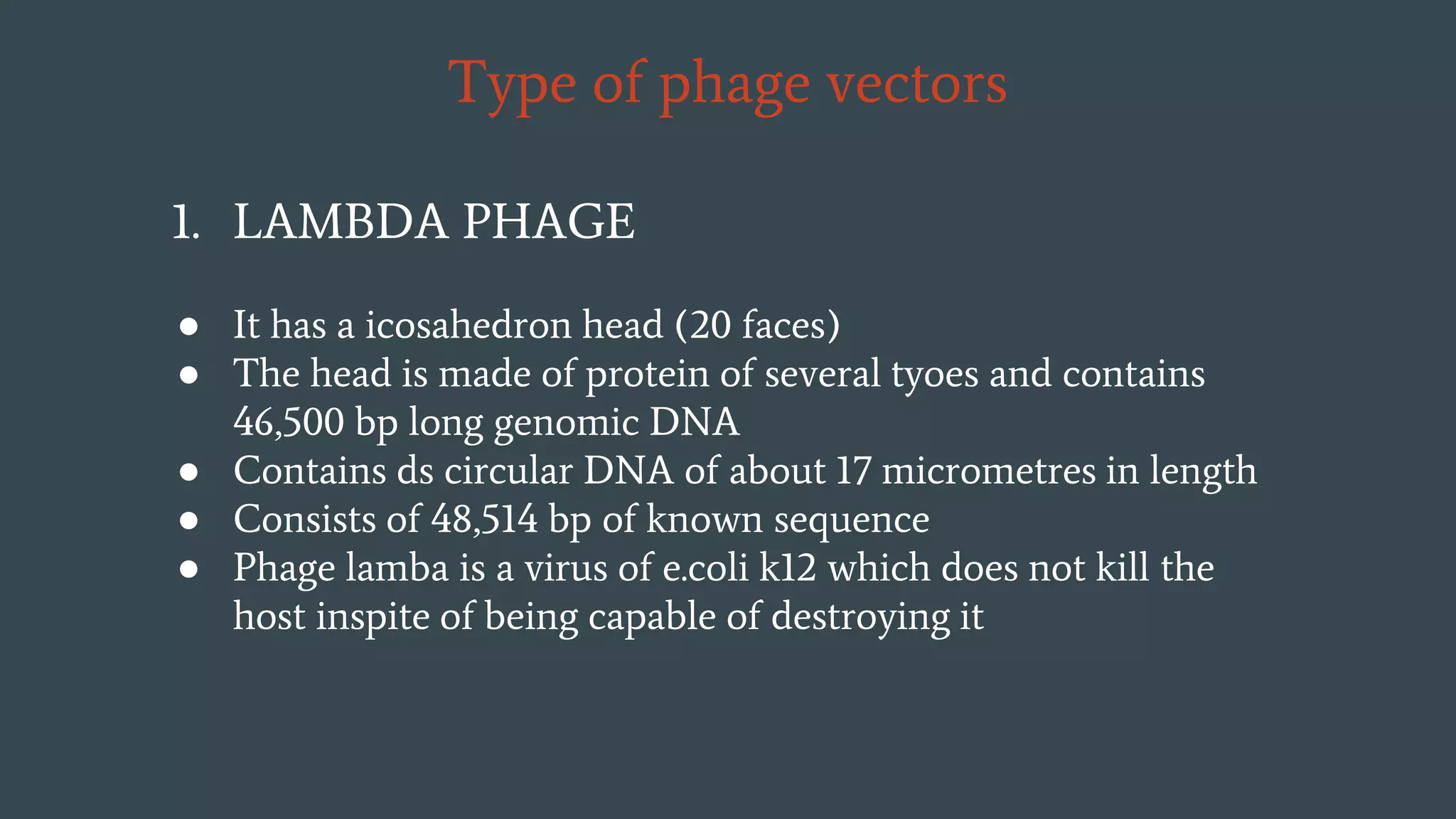 Bacteriophage vector | PPTX