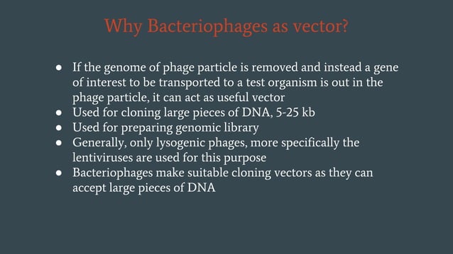 Bacteriophage vector | PPTX