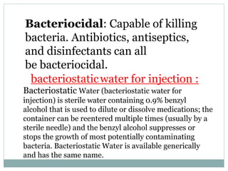 Bacteriostatic water for injection | PPT