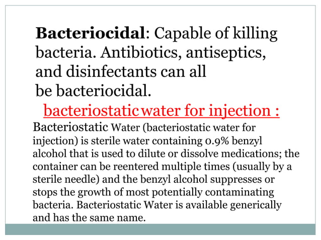 Bacteriostatic water for injection | PPT