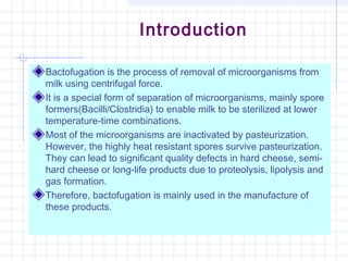 Bactofugation of milk | PPT