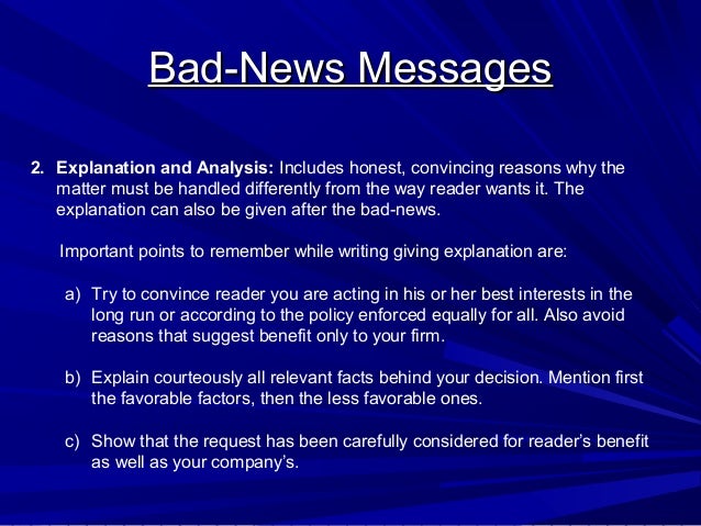 Bad news messages