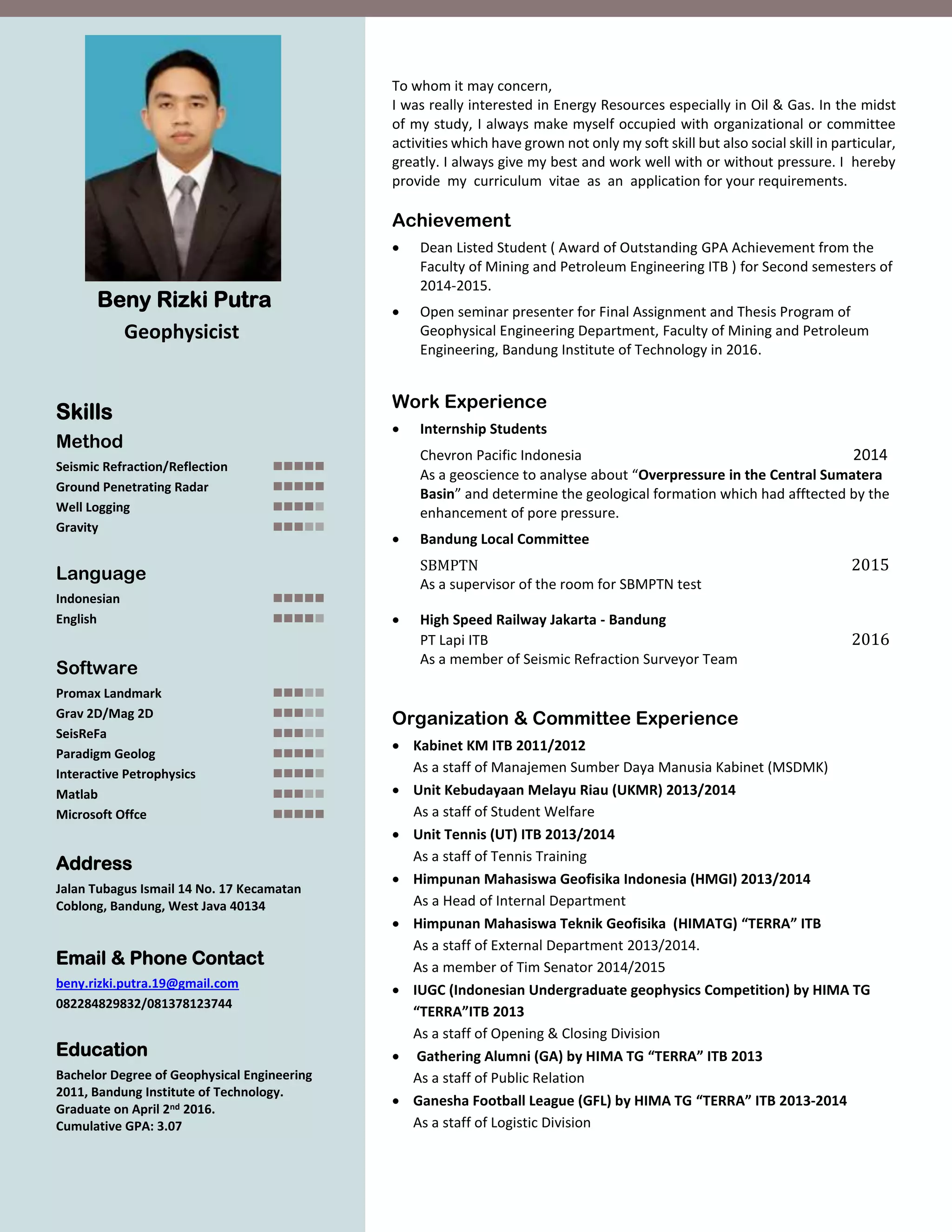 CV Beny Rizki Putra | PDF