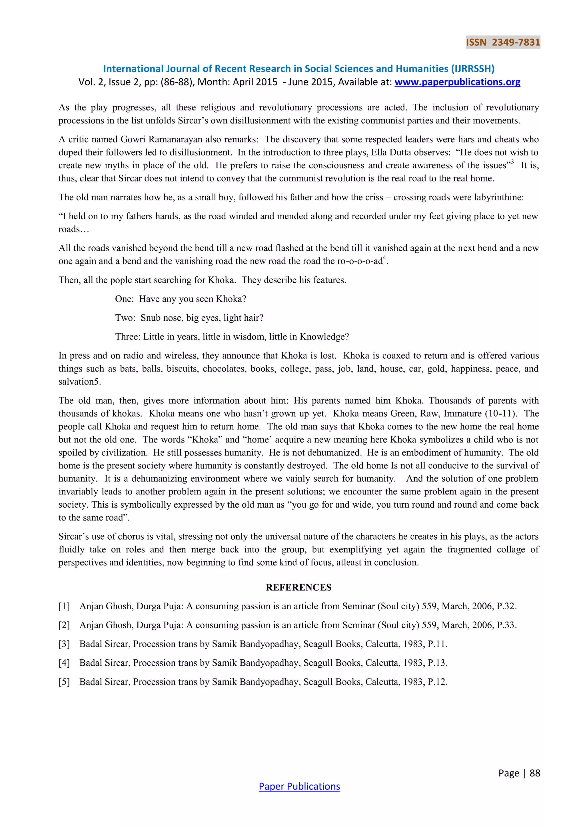 Badal Sircar’s Procession; Exploration of Search For real Home | PDF