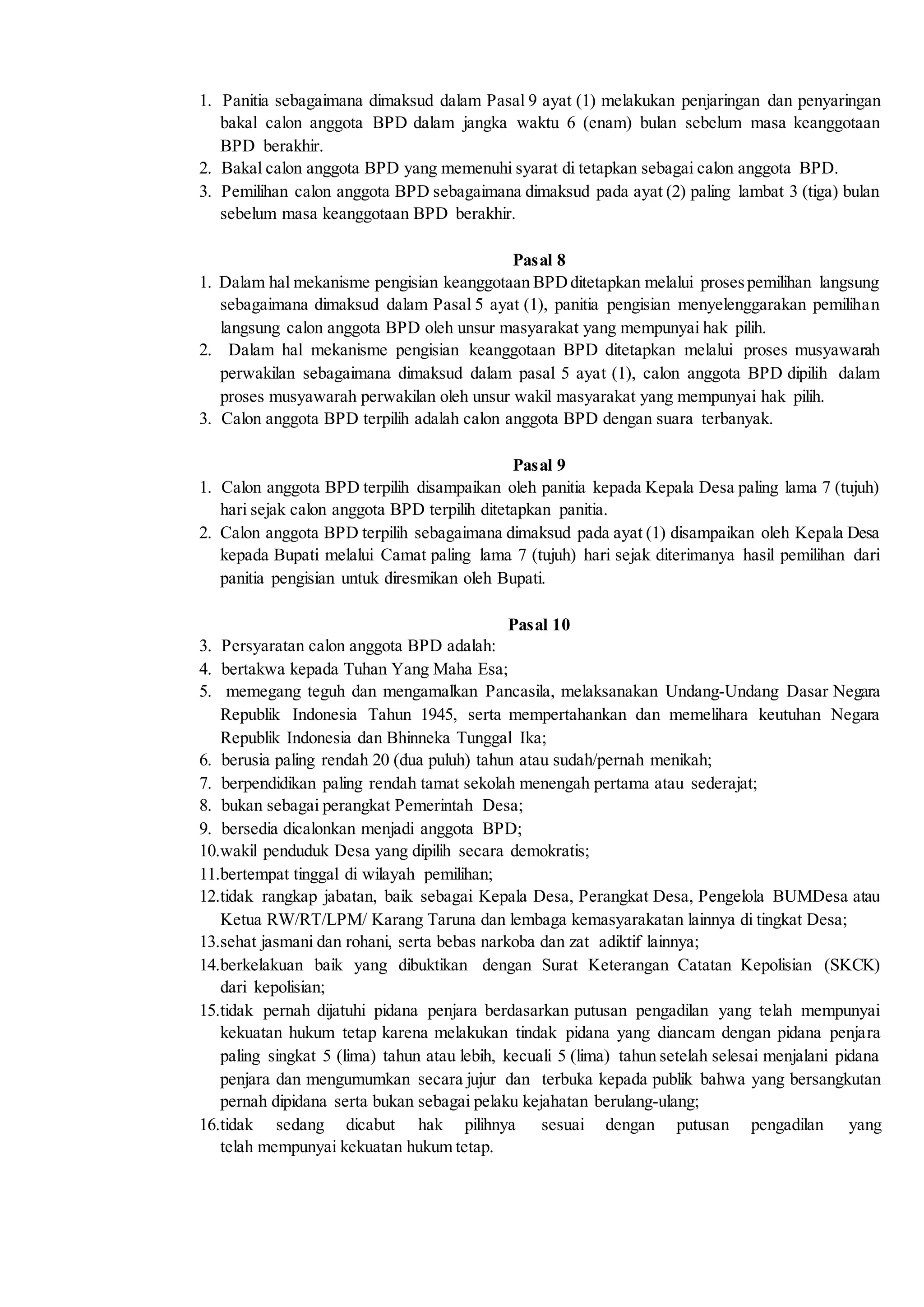 TATA TERTIB BPD DESA DATARNANGKA | DOCX