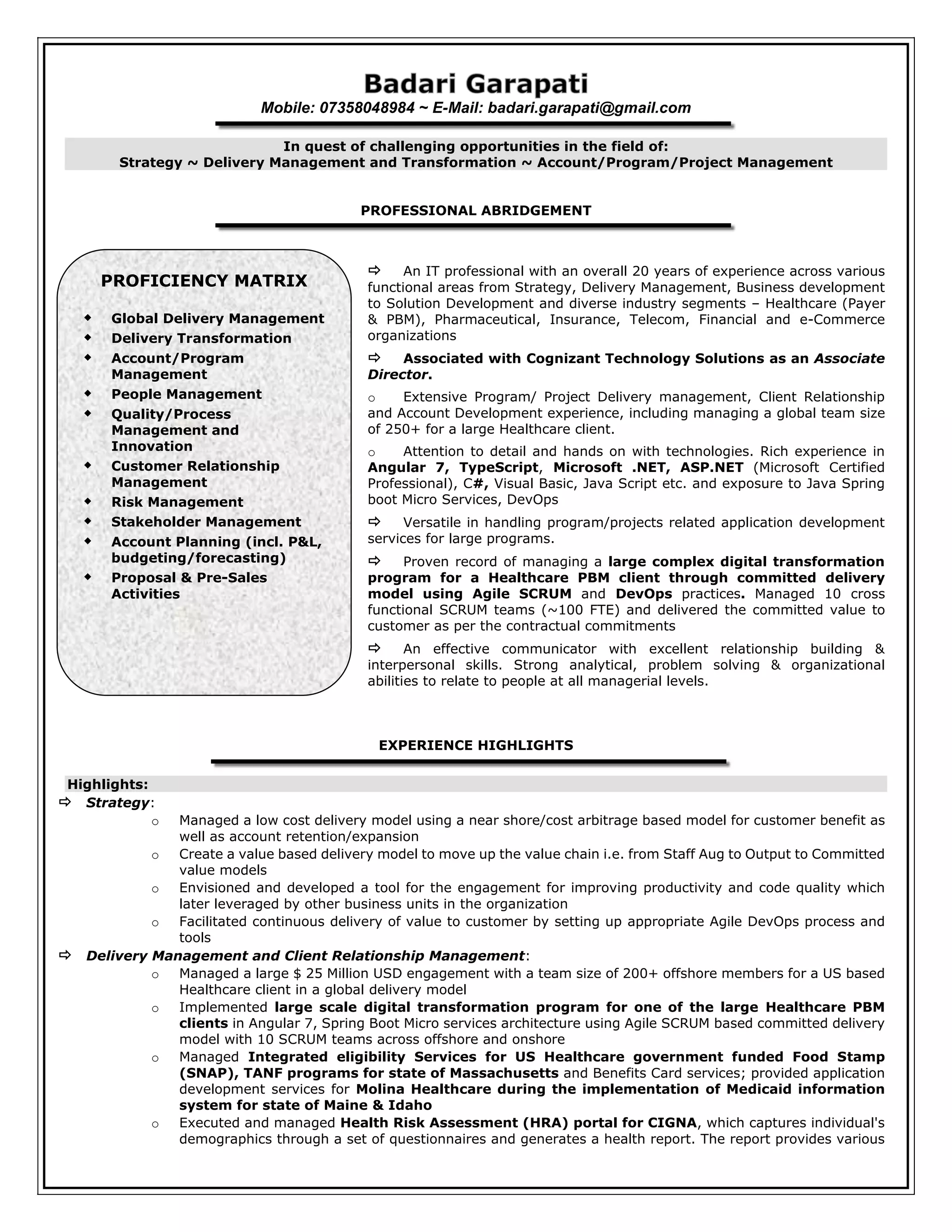 Badari garapati resume | PDF