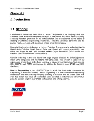 descon internship report | DOCX