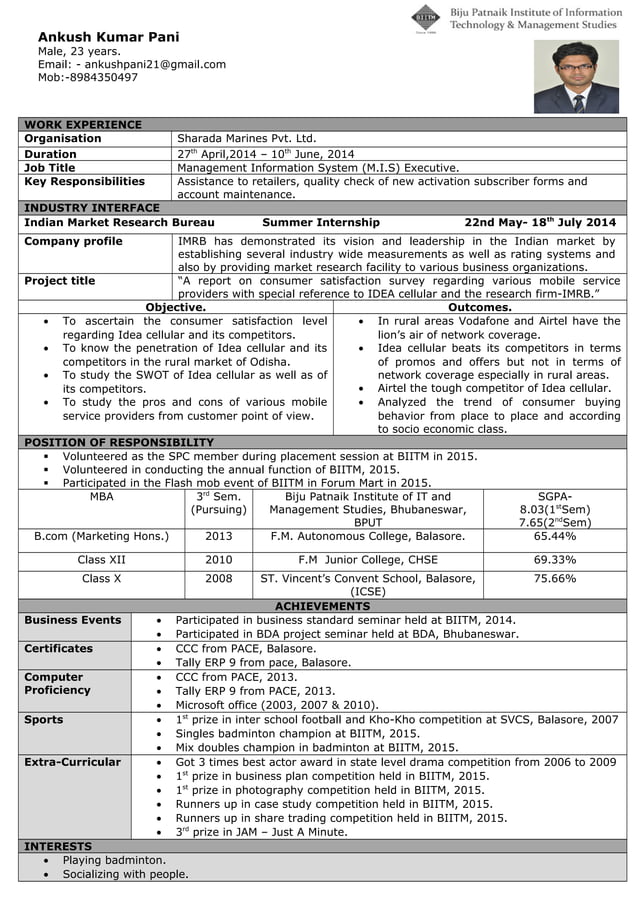 Ankush Kumar Pani with photo | DOC