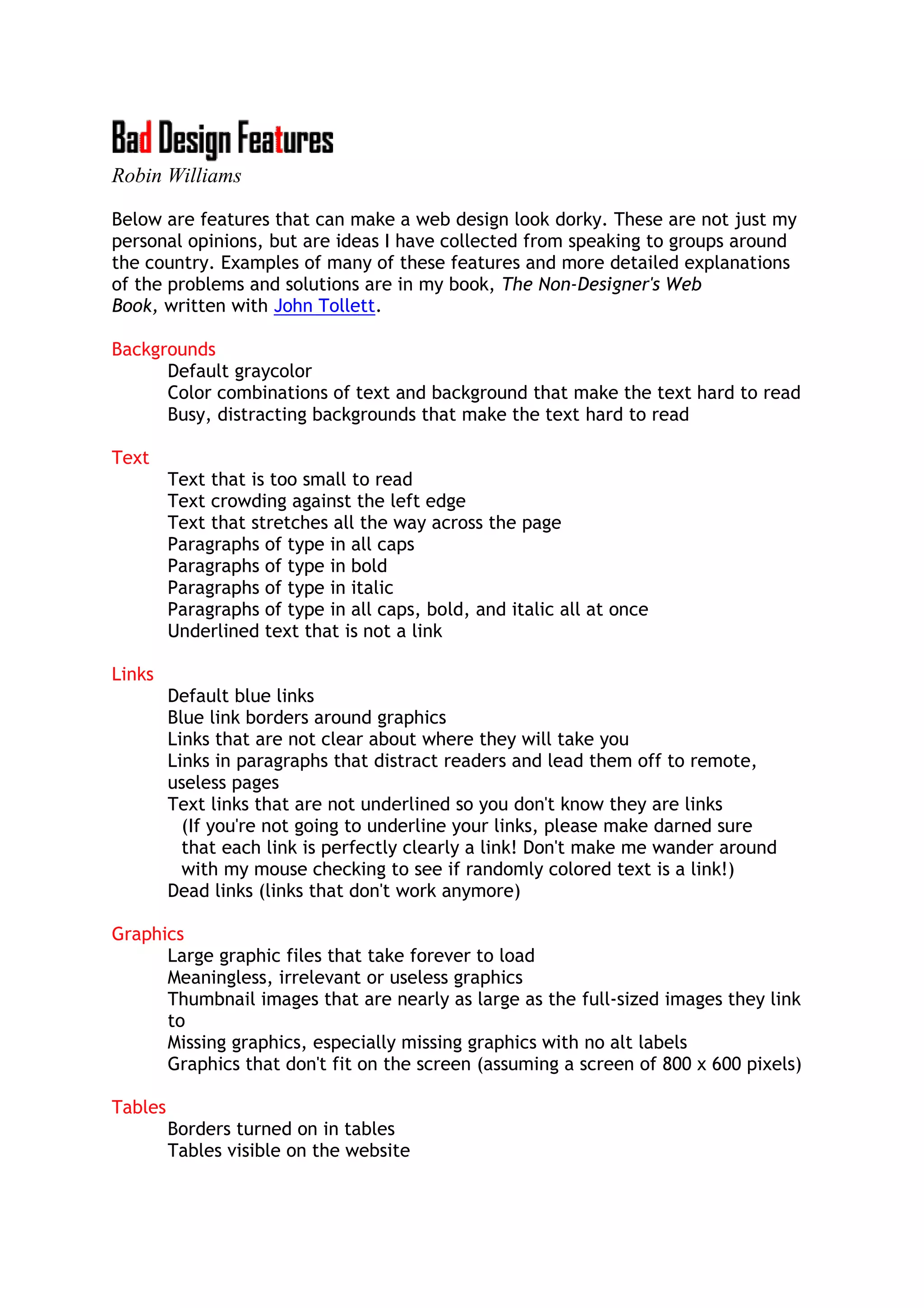 Bad design features | DOCX