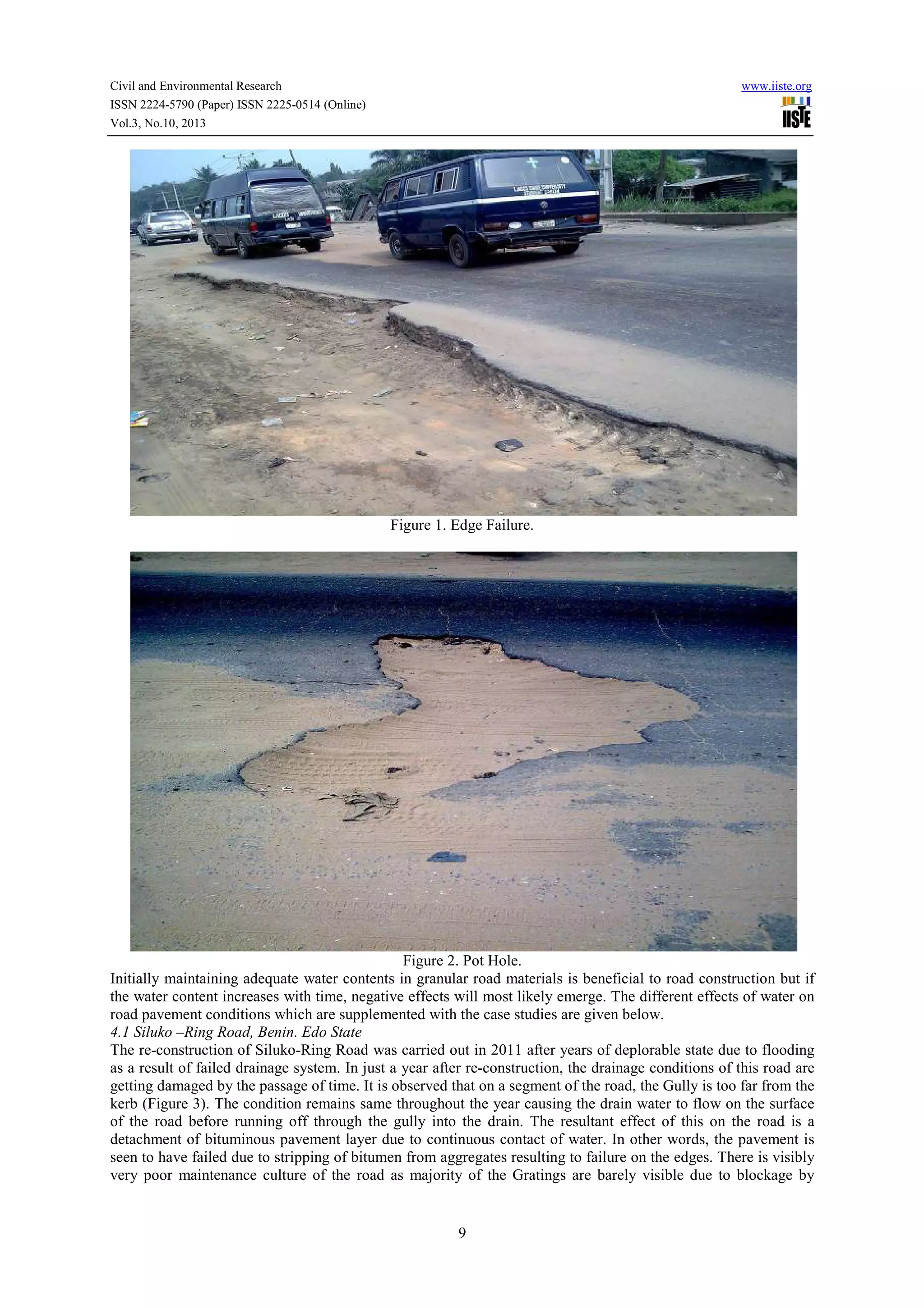 Bad drainage and its effects on road pavement conditions in nigeria | PDF