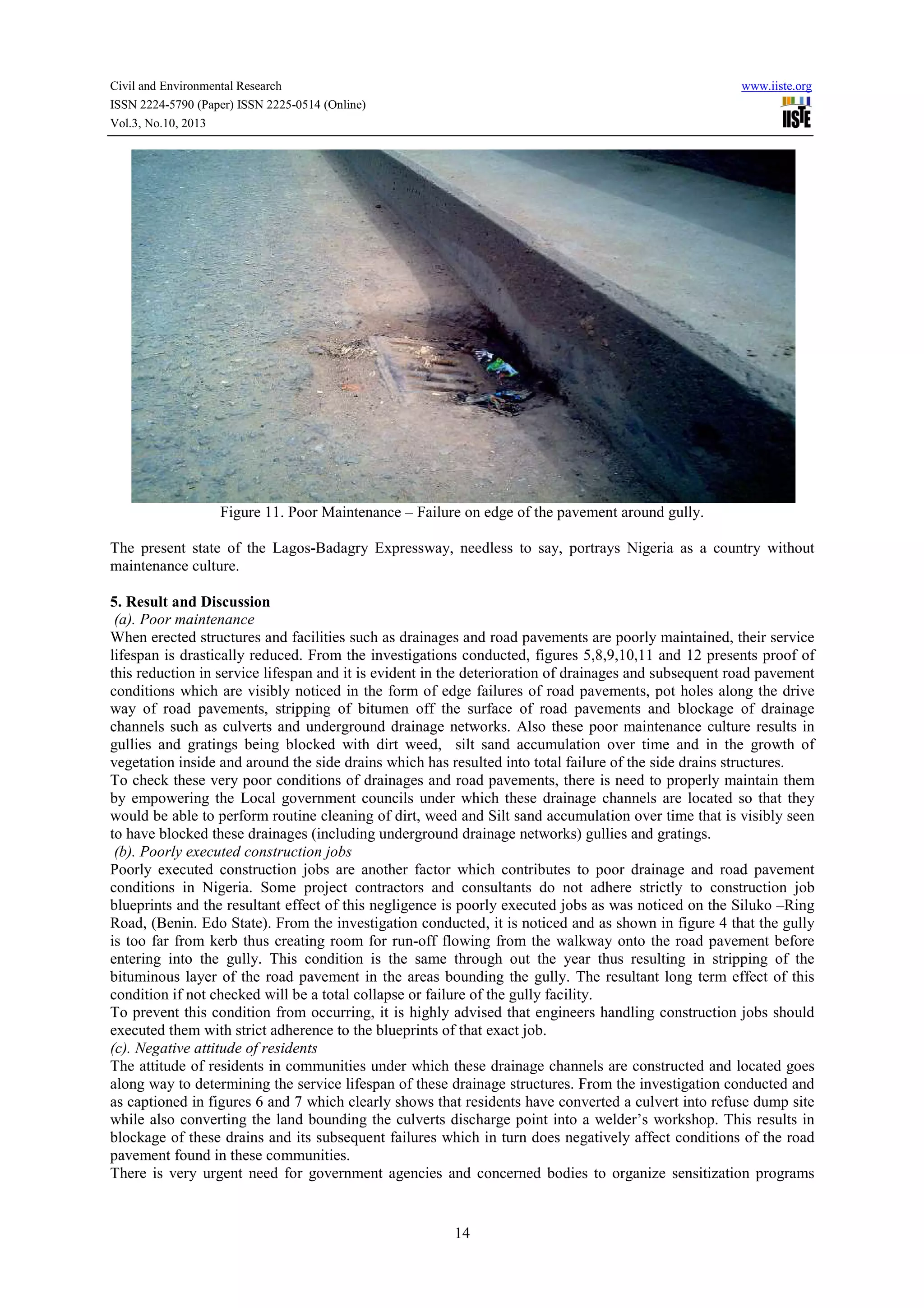 Bad drainage and its effects on road pavement conditions in nigeria | PDF