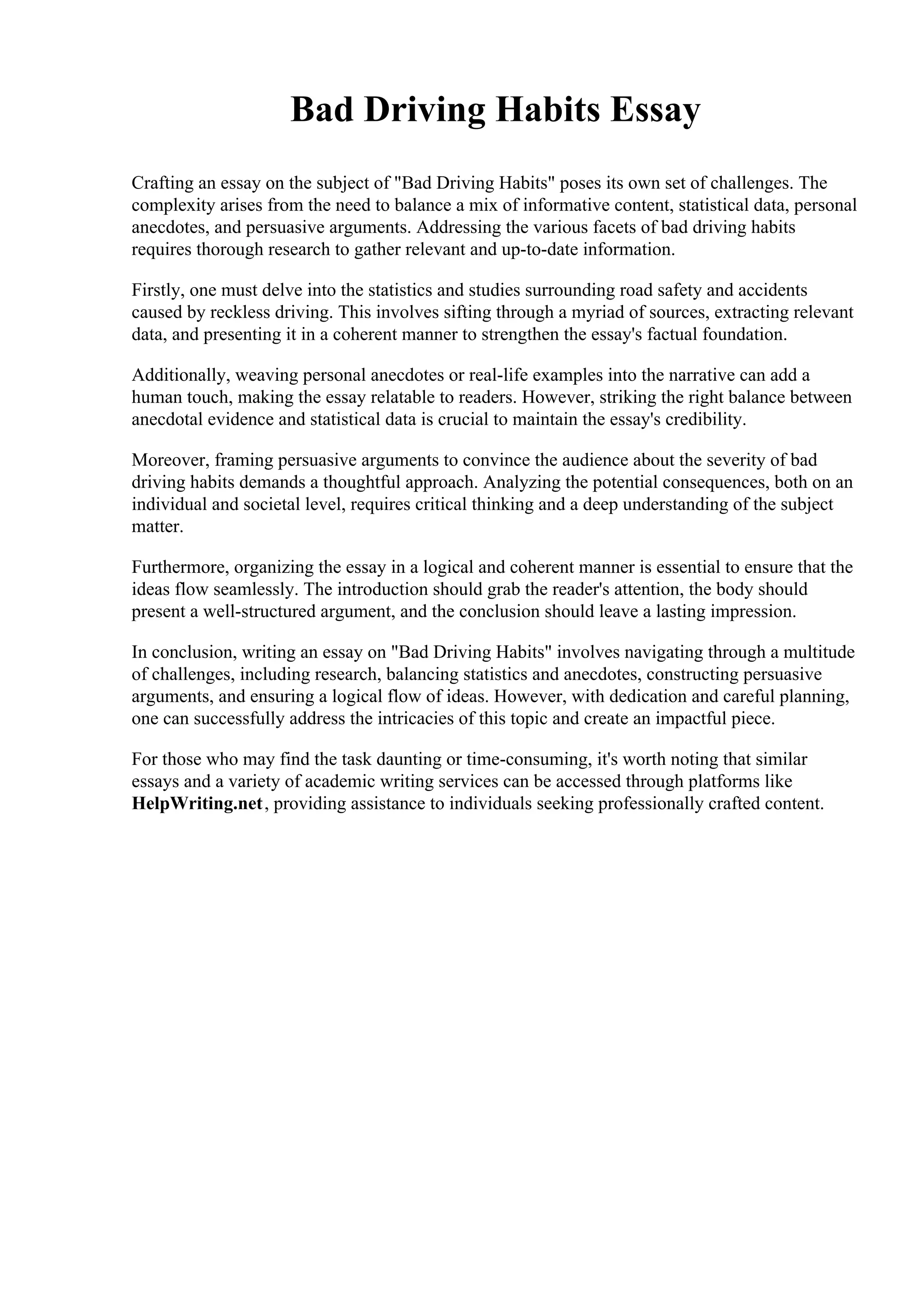 Bad Driving Habits Essay.pdf