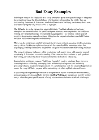 Bad Essay Examples | PDF