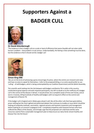 Badgers & bovine tb to cull or not to cull! | PDF