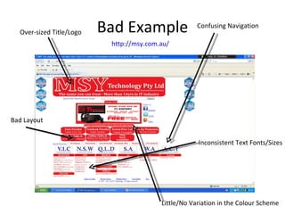Bad & good examples of websites creative media | PPT