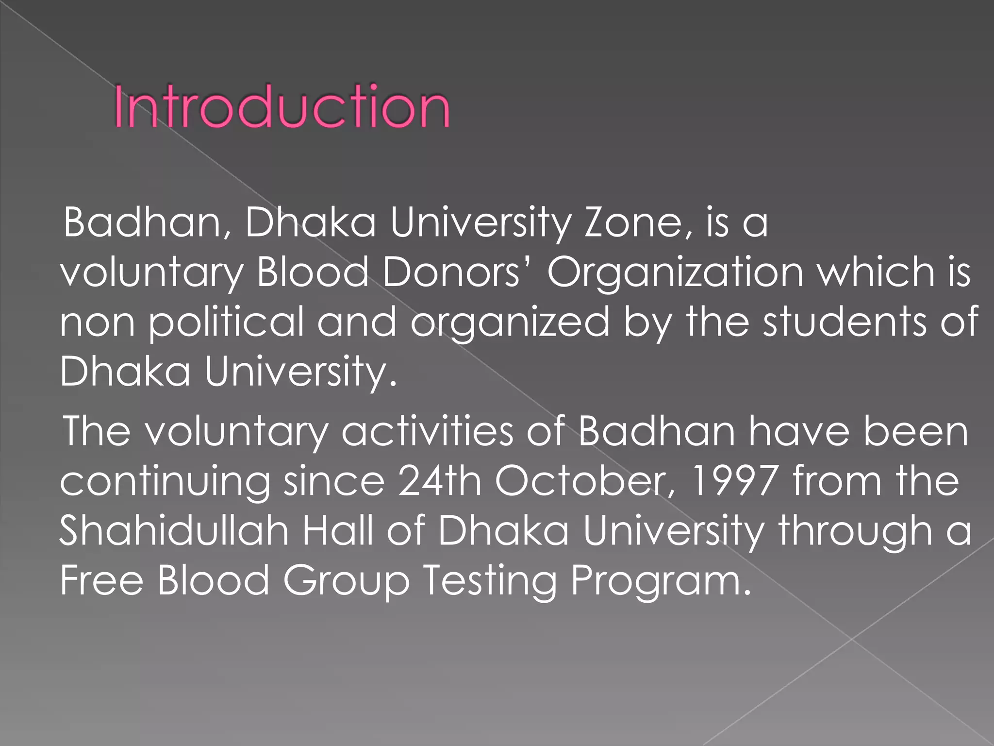 Badhon- A voluntery Blood donation organization | PPTX