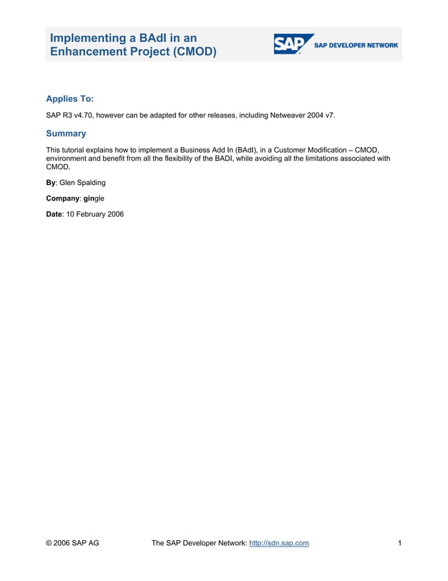 BADI IMPLEMENTATION.pdf | Programming Languages | Computing