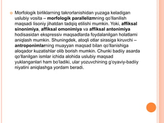 Badiiy matnning morfologik xususiyatlari_Yuldosheva_Durdona.pptx